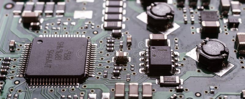 Close Up of Computer Circuits Hardware Close Up. Motherboard Parts ...