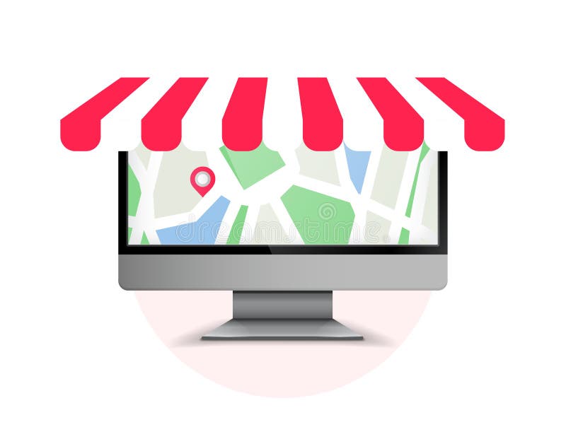 Computer with city map stock vector. Illustration of digital - 200005165