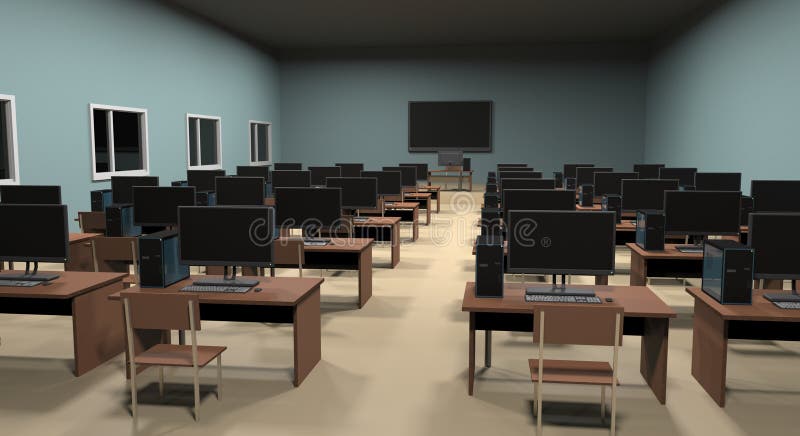 Computer Class. 3D Illustration Stock Illustration - Illustration of ...