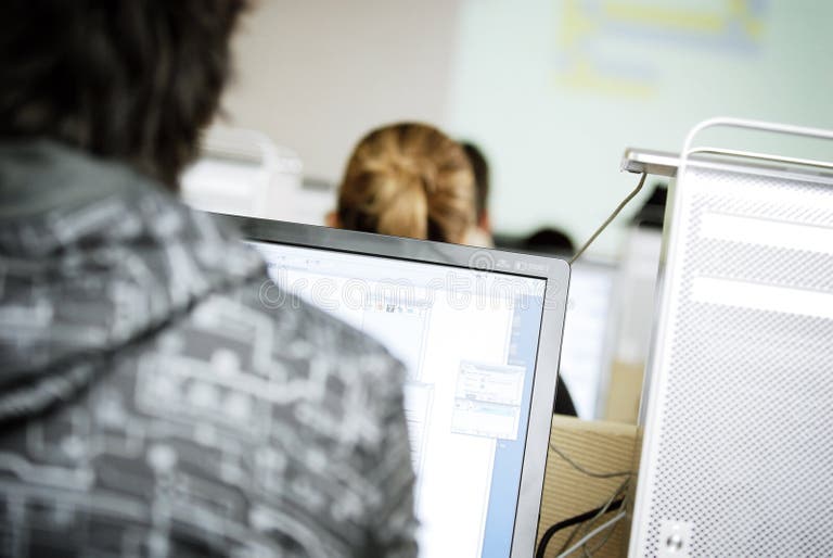 Computer class in progress stock photo. Image of machines - 3574700