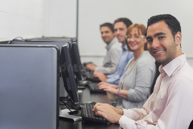 Computer Class Sitting in Front of Computers Stock Image - Image of ...
