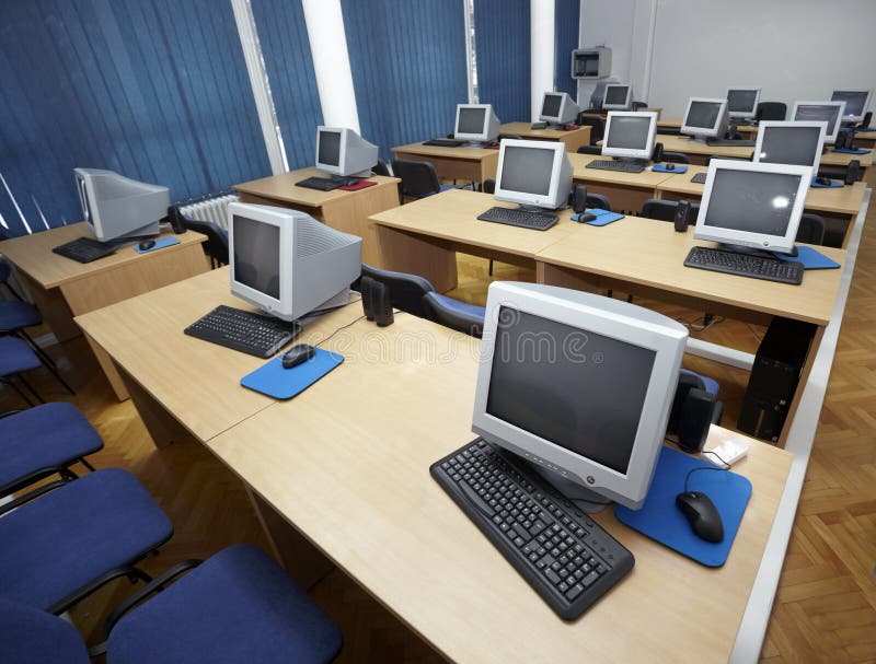 Computer classroom 1 stock image. Image of empty, electronics - 12306925