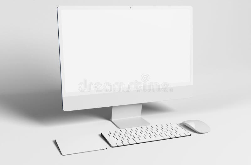 Computer Clean Work Desk in White Background Stock Illustration ...