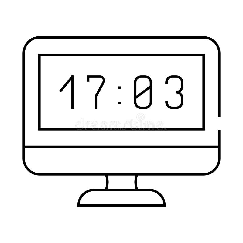 Computer Clock Line Icon Vector Illustration Stock Illustration ...