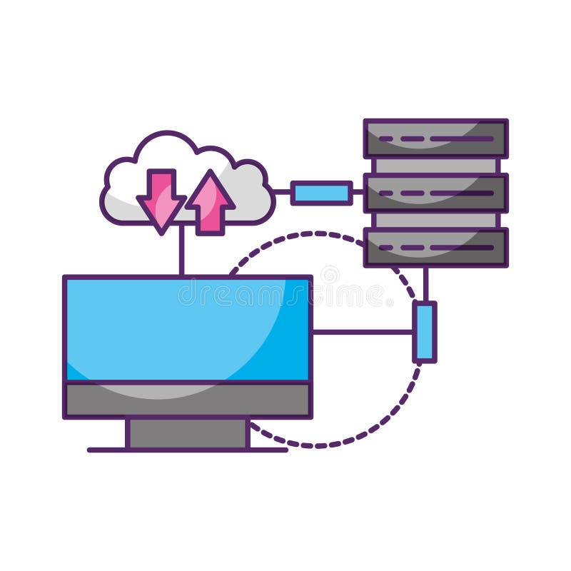 Computer Cloud Computing Database Connection Data Storage Stock Illustration Illustration Of