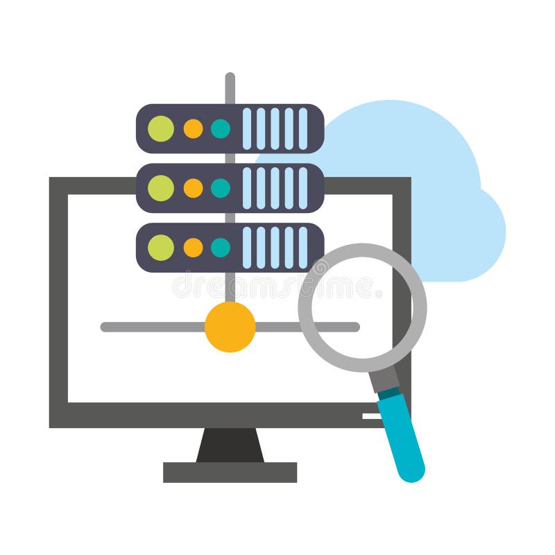 Computer Cloud Computing and Database Servers Stock Vector - Illustration of communication ...