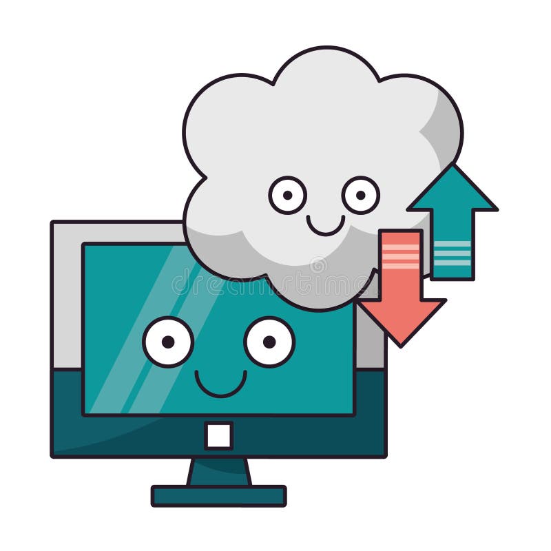 Computer and Cloud Computing Technology Stock Vector - Illustration of ...