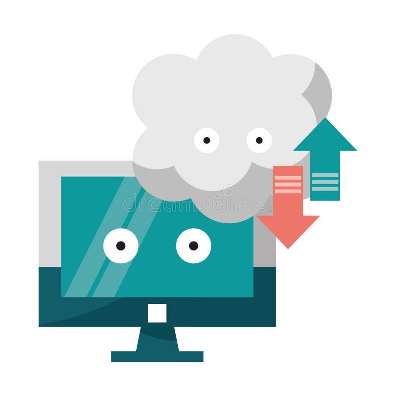 Computer and Cloud Computing Technology Vector Illustration Stock ...
