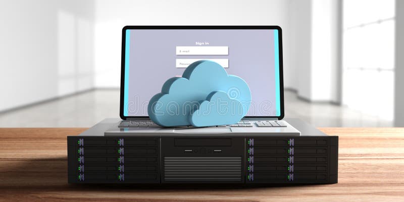 Computer Cloud Concept, Login On The Computer Screen, Office Background ...