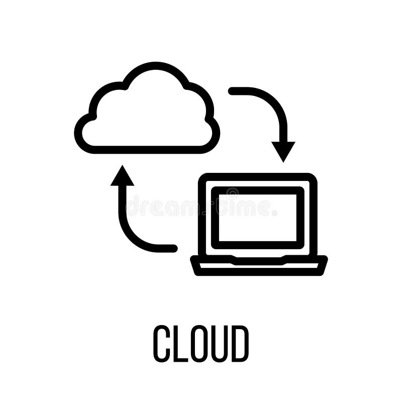 Computer Cloud Icon or Logo in Modern Line Style. Stock Illustration ...