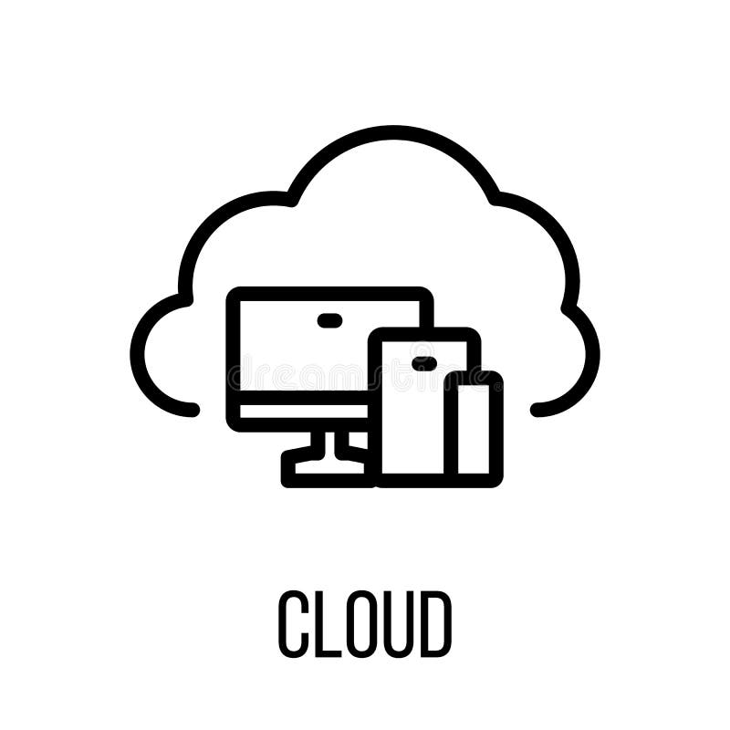 Computer Cloud Icon or Logo in Modern Line Style. Stock Vector ...