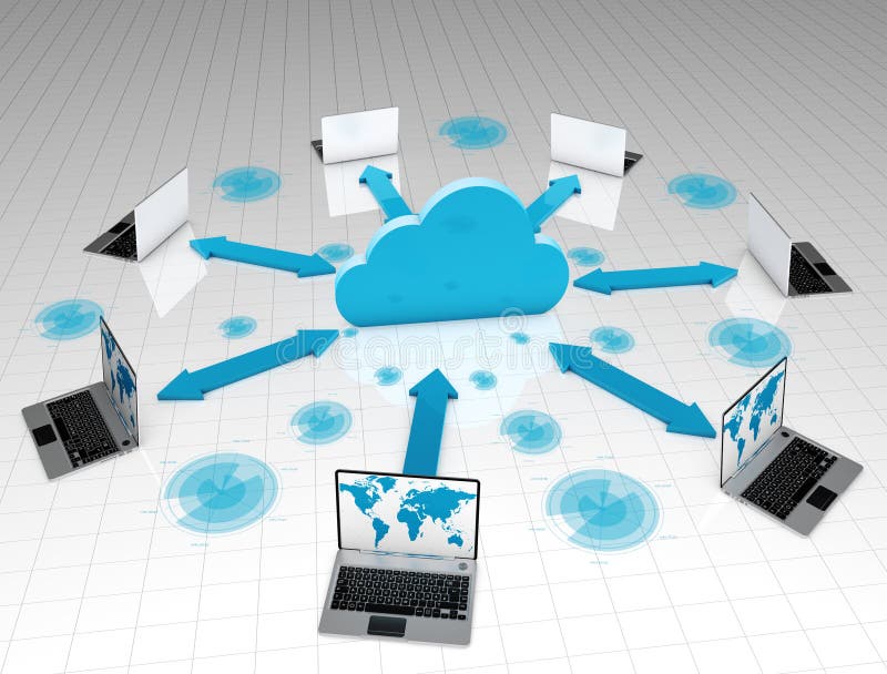 Computer cloud network stock illustration. Illustration of digital ...