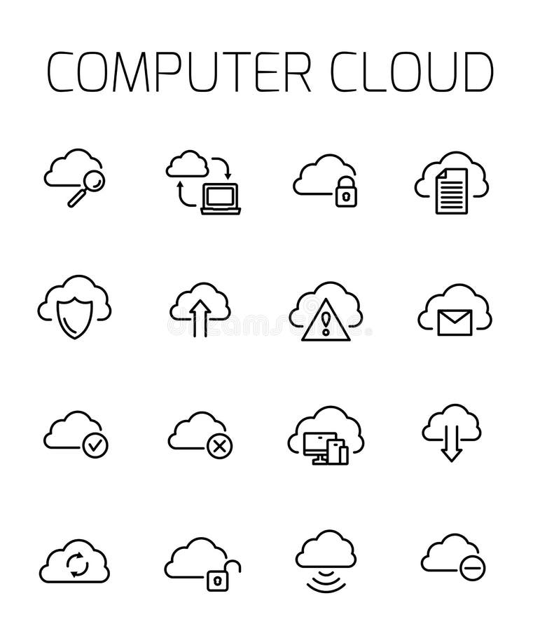 Computer Cloud Icon or Logo in Modern Line Style. Stock Vector ...
