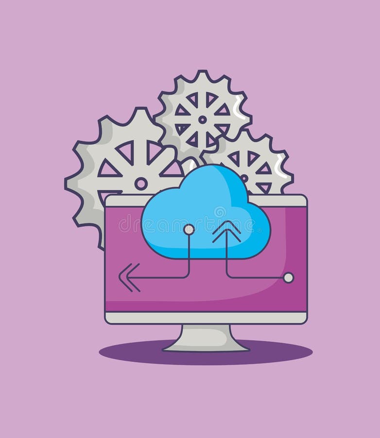 Computer Cloud Storage Data Gears Innovation Stock Vector ...