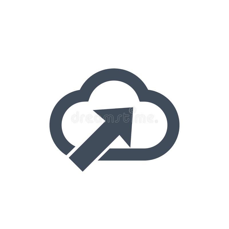 Computer Cloud Storage Upload Information Vector Icon with Arrow. Vector Illustration. Stock ...