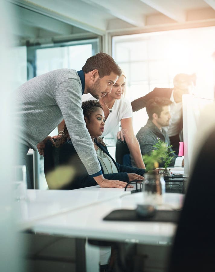 Computer, Coaching and Business People in Office for Planning, Learning ...