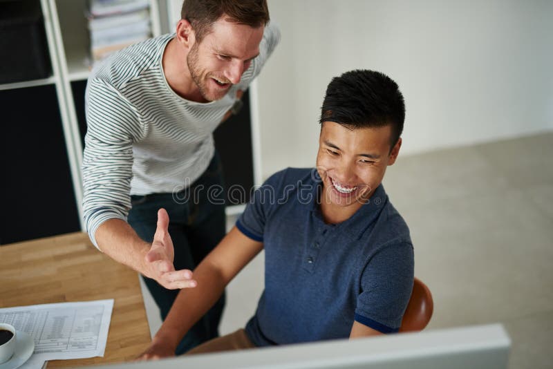 Computer, Coaching and Teamwork with Business People in Office for ...