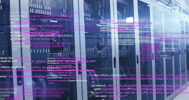 Computer Code Animation Over Server Racks In Data Center Stock Footage Video Of Server