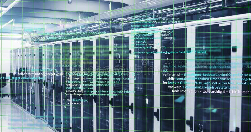 Computer Code Animation Over Server Racks in Data Center Stock Footage - Video of online, room ...