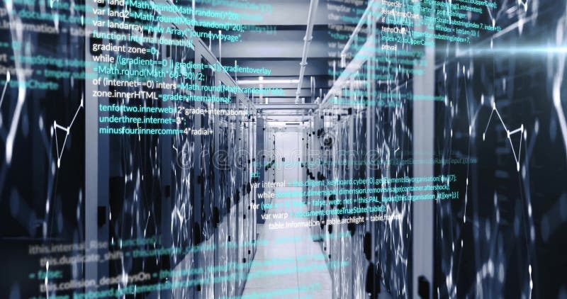 Computer Code Animation Over Servers in Data Center Stock Video - Video of high, server: 373562527