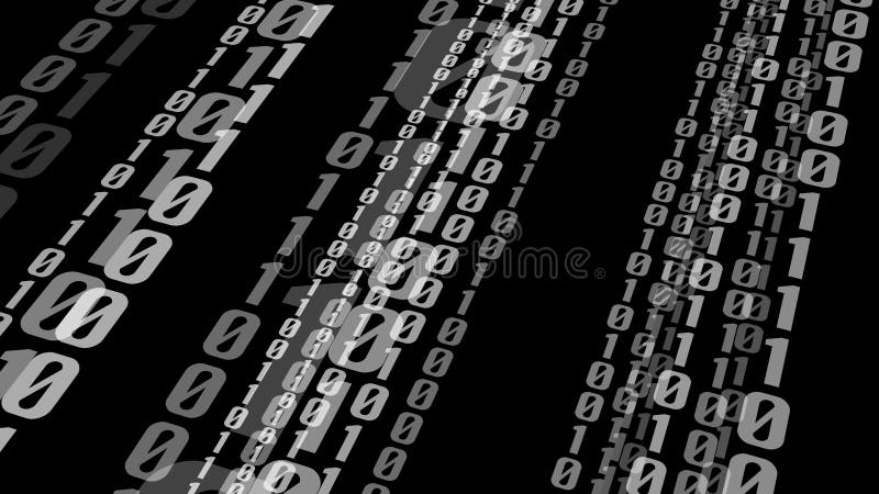 Computer Code Binary On Black Digital Concept Of Cyber Security And Machine Learning In World Of