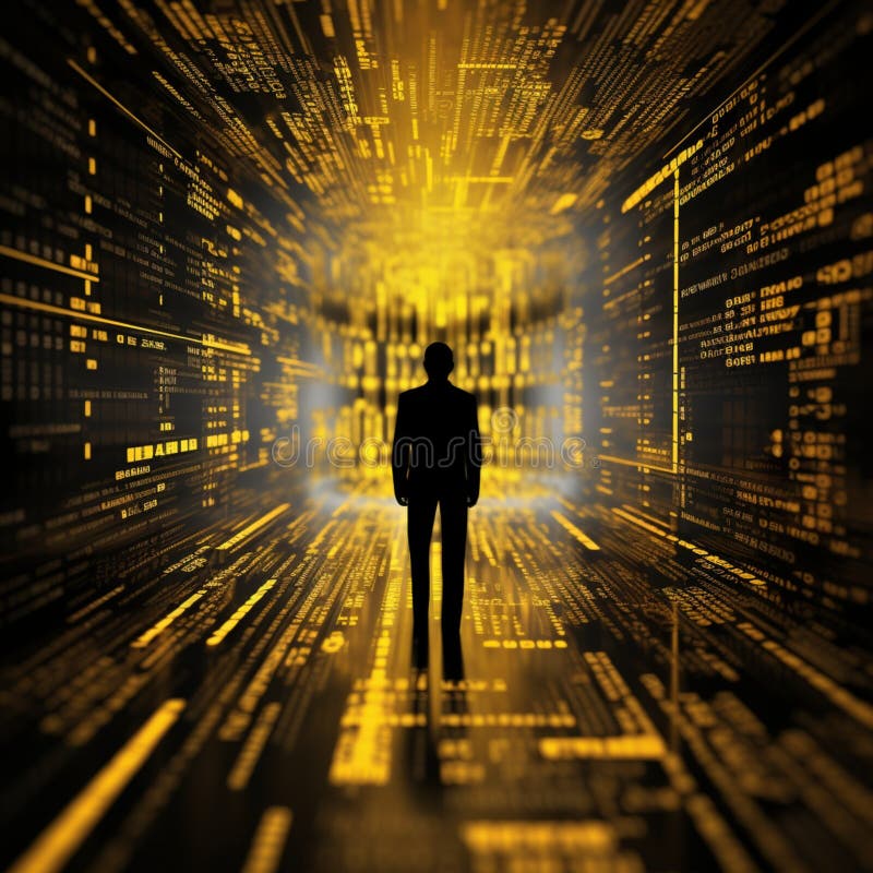 Computer Code Canvas Black and Yellow Binary Background with Graphical ...