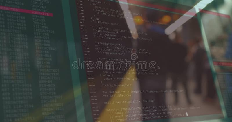 Computer Code and Data Processing Animation Over Blurred City Lights Background Stock Video ...