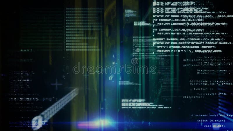 Computer Code and Data Processing Animation Over Digital Interface Background Stock Footage ...