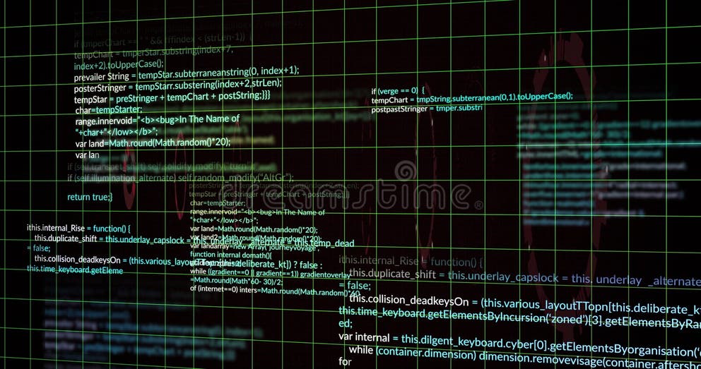 Computer Code and Data Processing Image Over Grid Background Stock Photo - Image of coding ...