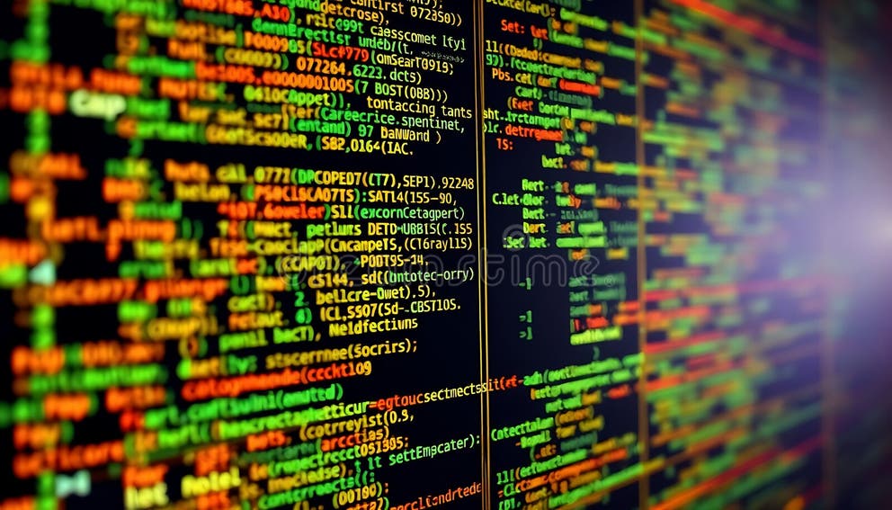 Computer Code or Data on a Screen Display Generative AI Stock Illustration - Illustration of ...