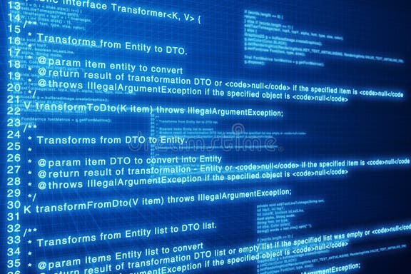 Computer Code. Deep Blue Screen. Stock Image - Image of binary, ideas ...