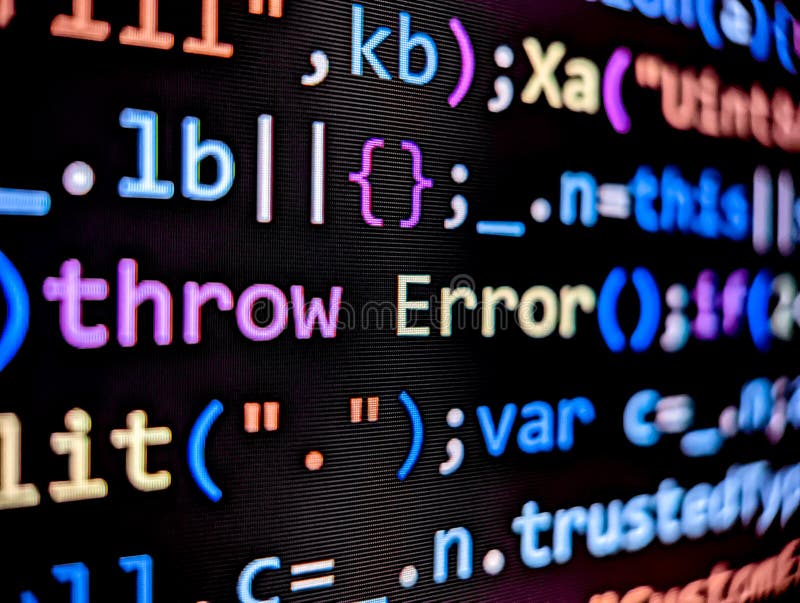 Computer Code with Error Displayed on Pixelated Screen with Colorful ...