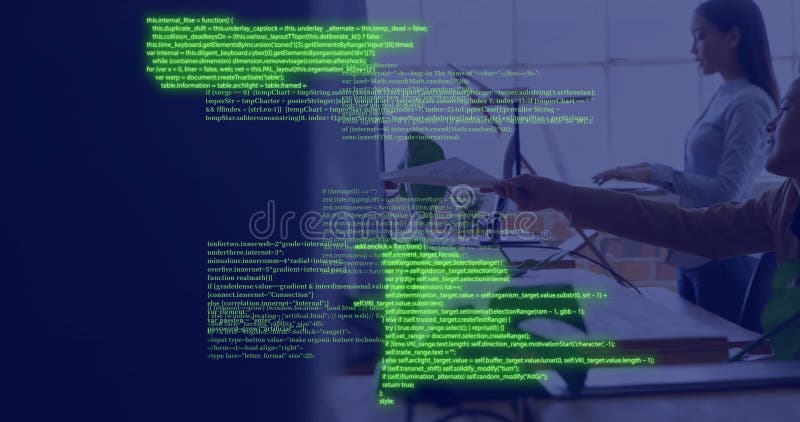 Computer Code Image Over Business Person Working on Laptop Stock Image ...