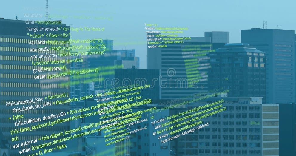 Computer Code Image Over Cityscape with Modern Buildings Stock Image ...