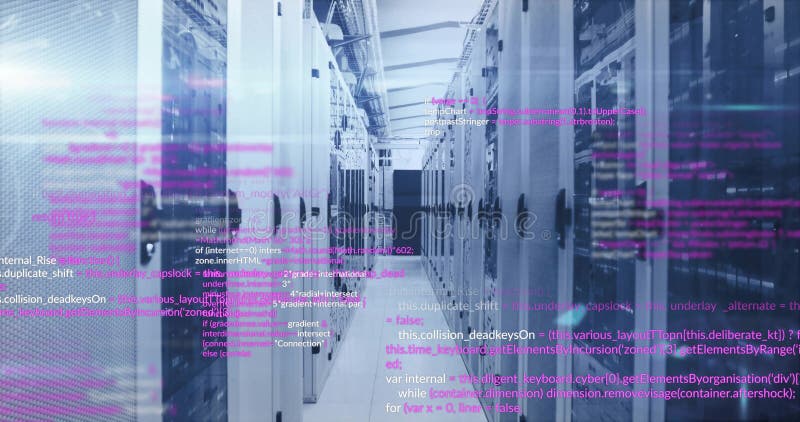 Computer Code Image Over Data Servers in Modern Data Center Stock Photo - Image of algorithm ...