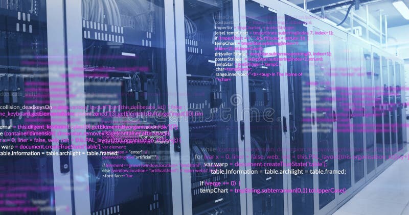 Computer Code Image Over Server Racks in Data Center Stock Image ...