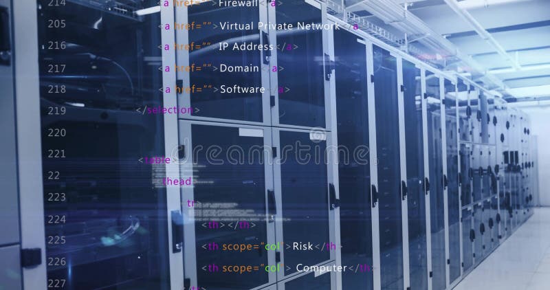 Computer Code Image Over Server Racks in Data Center Stock Photo - Image of tech, coding: 334396206