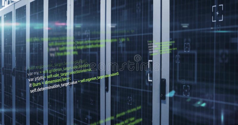 Computer Code Image Over Server Racks in Data Center Stock Image - Image of information, center ...