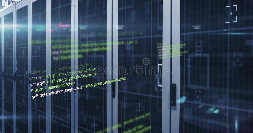 Computer Code Image Over Server Racks in Data Center Stock Image - Image of information, center ...