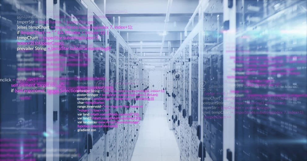 Computer Code Image Over Server Racks in Data Center Stock Image ...