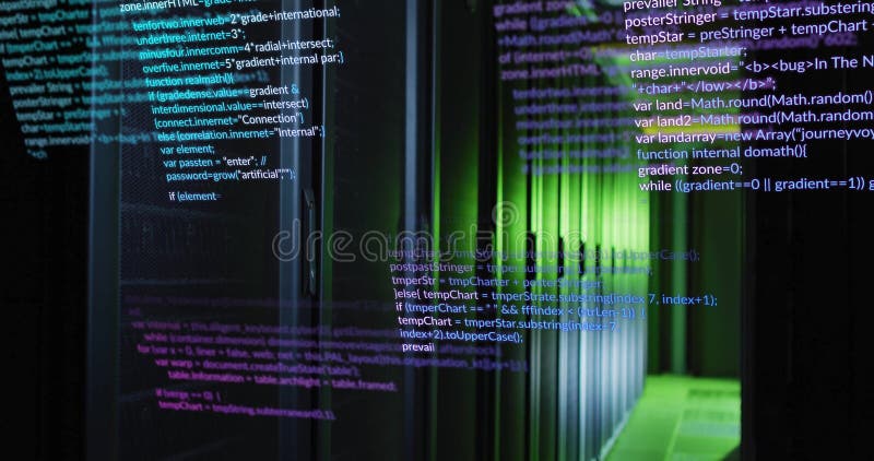 Computer Code Image Over Server Racks in Data Center Stock Image - Image of room, center: 356815957