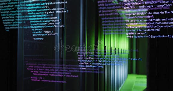 Computer Code Image Over Server Racks in Data Center Stock Image ...