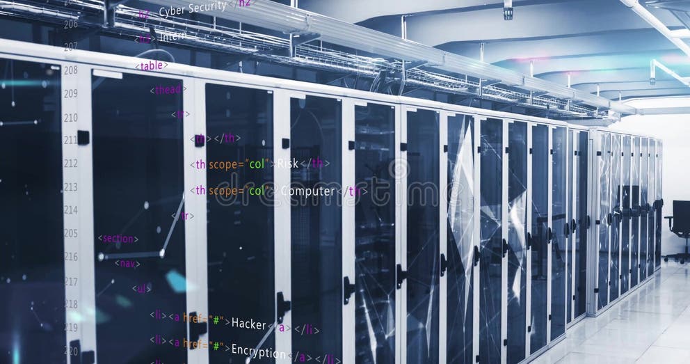Computer Code Image Over Servers in Data Center Stock Photo - Image of ...