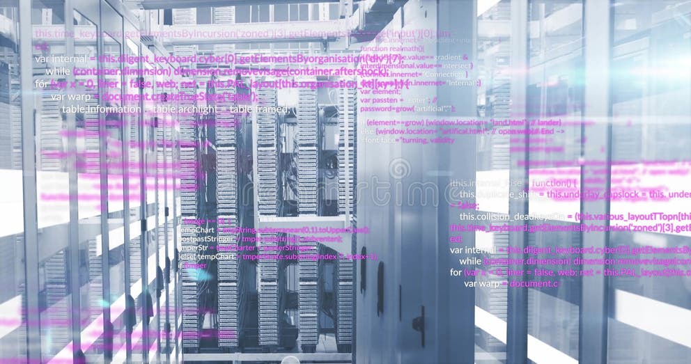 Computer Code Image Over Servers in Data Center Stock Photo - Image of ...