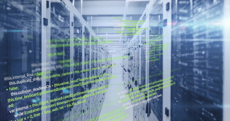 Computer Code Image Over Servers in Data Center Stock Image - Image of ...