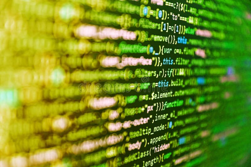 Computer Code on Laptop Web Developing. Background of Software Developer Script Stock Image ...