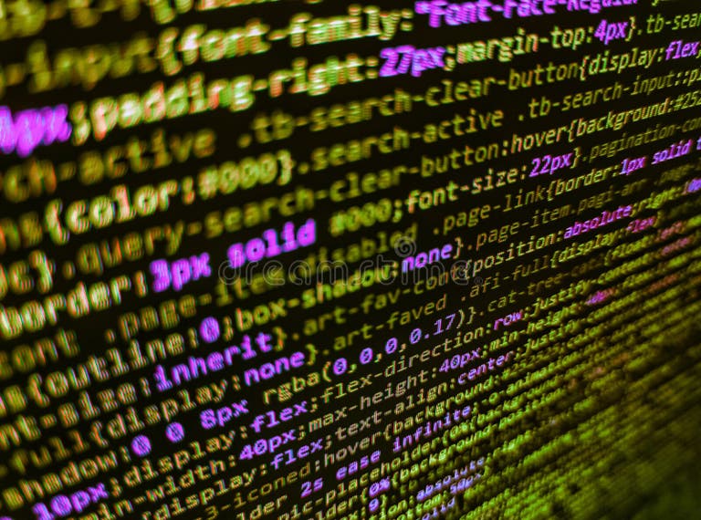 Computer Code on Laptop Web Developing. Closeup of Java Script and HTML ...