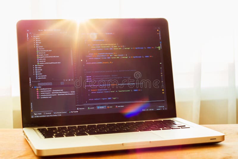Php Code On Laptop Web Developing And White Cup Stock Image Image Of Javascript Programming 3278