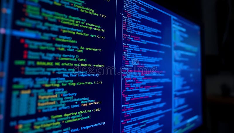 Computer Code Lines on Dark Screen, Programming Interface, Stock Photo, Generative AI Stock ...