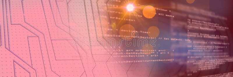 Computer Code and Metal Machine Parts Against Gradient Background, Program Coding Concept Stock ...